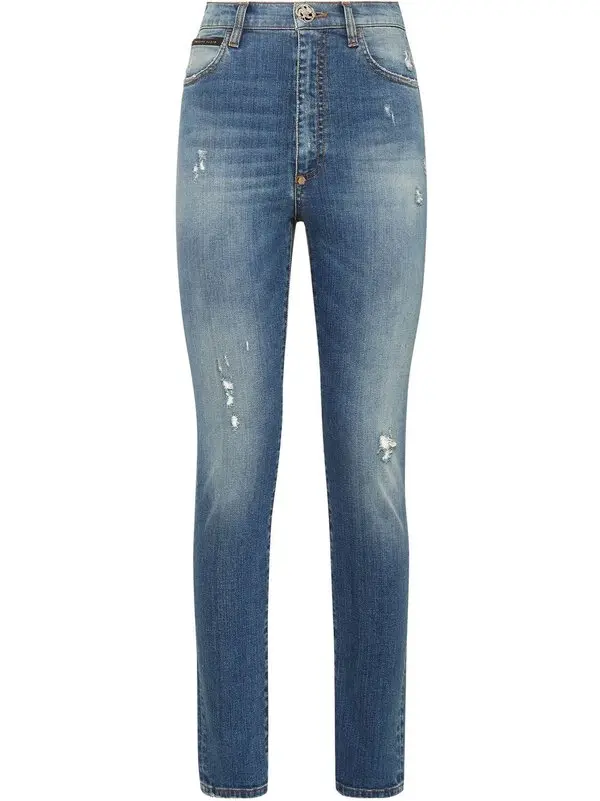 Philipp Plein High-rise Ripped Skinny Jeans
