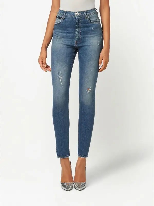 Philipp Plein High-rise Ripped Skinny Jeans