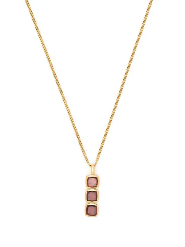 Tom Wood Mini Cushion Garnet Pendant Necklace - Gold