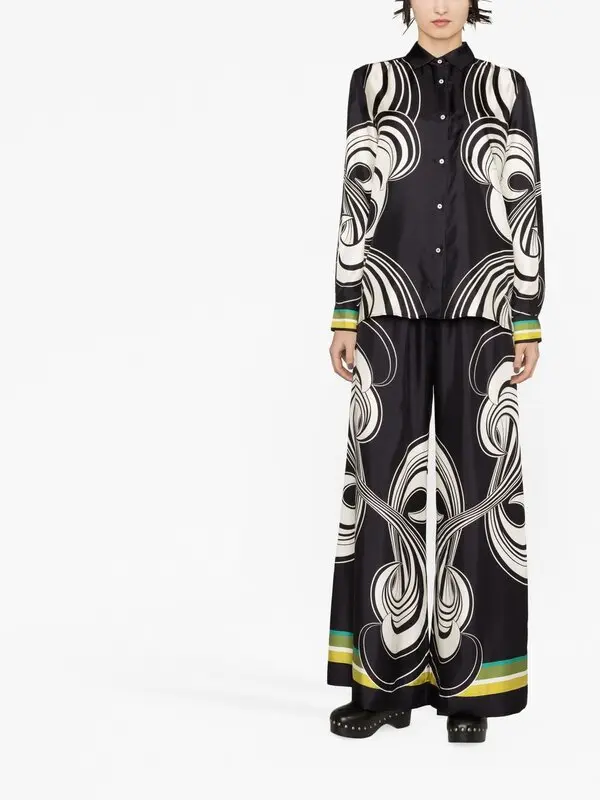 La DoubleJ Placed Wide-leg Trousers - Black