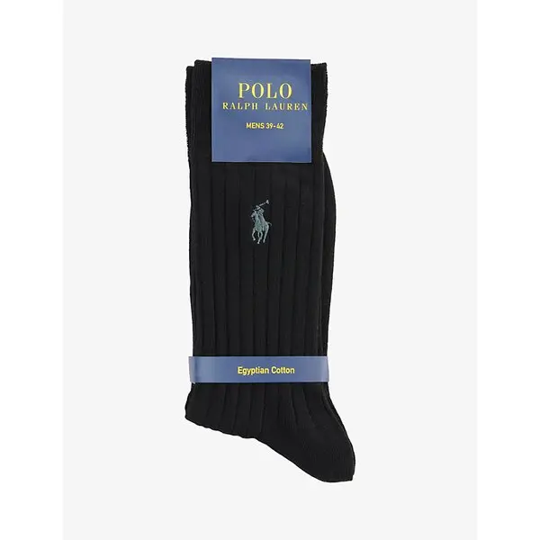Polo Ralph Lauren Logo-embroidered Stretch-cotton Blend Socks - Black