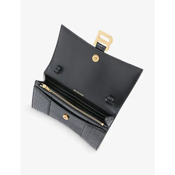 Balenciaga - Hourglass Brand-plaque Croc-embossed Leather Wallet-on-chain