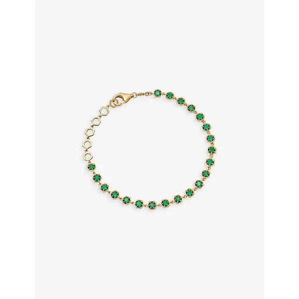 Astley Clarke Deco Green Agate Tennis Bracelet - Yellow Gold Vermeil