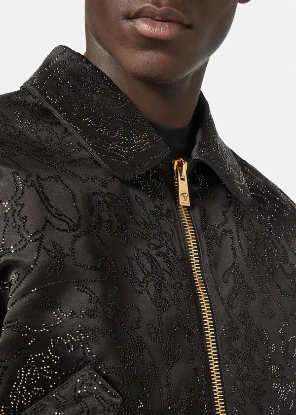 Versace Embellished Barocco Silhouette Bomber Jacket