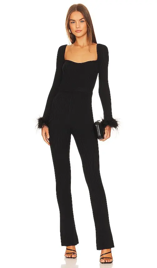 LOVERS AND FRIENDS Evana Feather Jumpsuit - Black