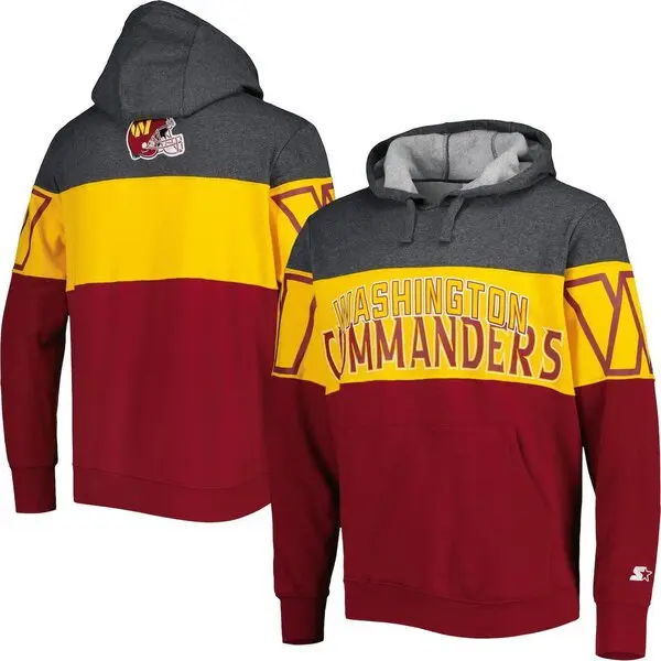 STARTER Heather Charcoal/burgundy Washington Commanders Extreme Pullover Hoodie
