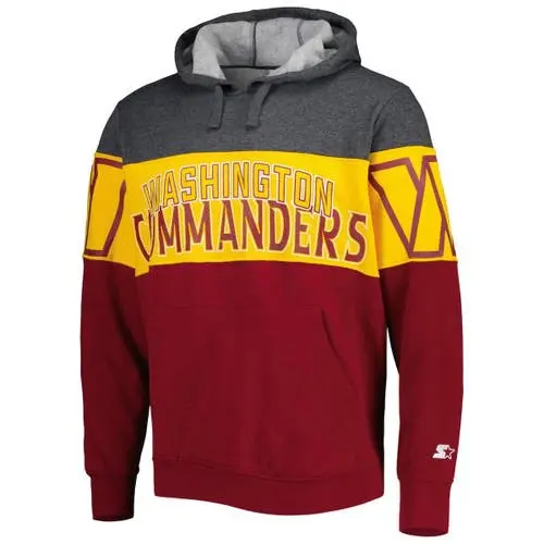 STARTER Heather Charcoal/burgundy Washington Commanders Extreme Pullover Hoodie