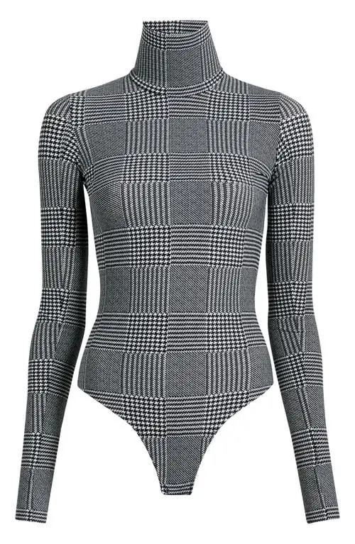 Commando Classic Turtleneck Thong Bodysuit - Houndstooth Plaid