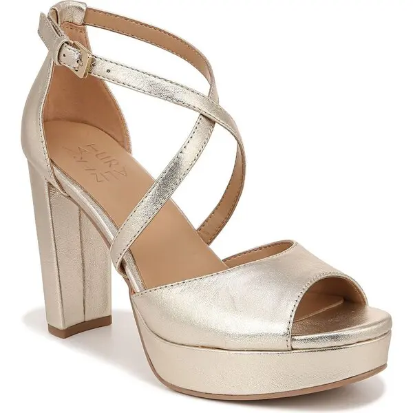 Naturalizer Melody Platform Strappy Sandals - Champagne Leather