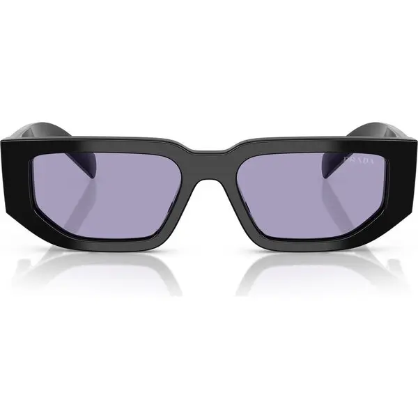 Prada 56mm Rectangular Sunglasses - Black/violet
