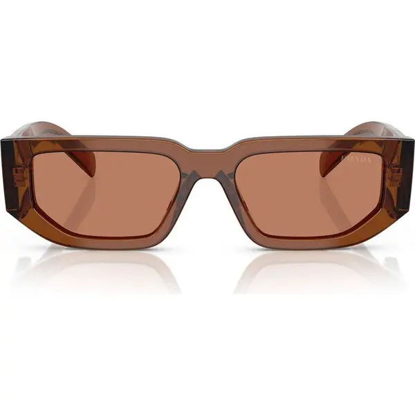 Prada 56mm Rectangular Sunglasses - Dark Transparent/brown