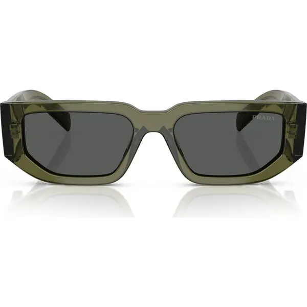 Prada 56mm Rectangular Sunglasses - Grey Green