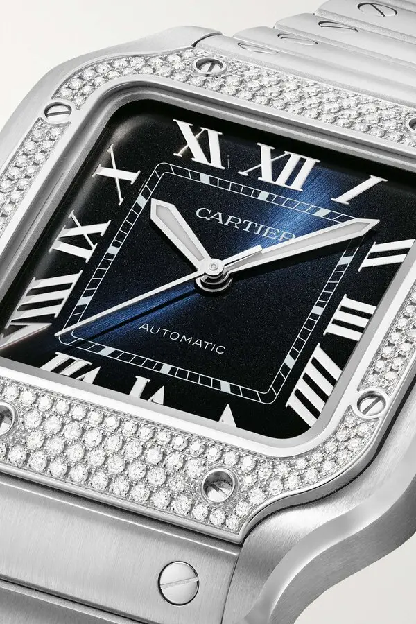 Cartier Santos De Automatic 35.1mm Stainless Steel And Diamond Watch