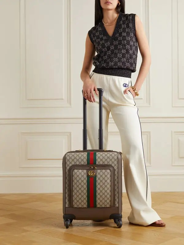 Gucci Savoy Leather-trimmed Suitcase