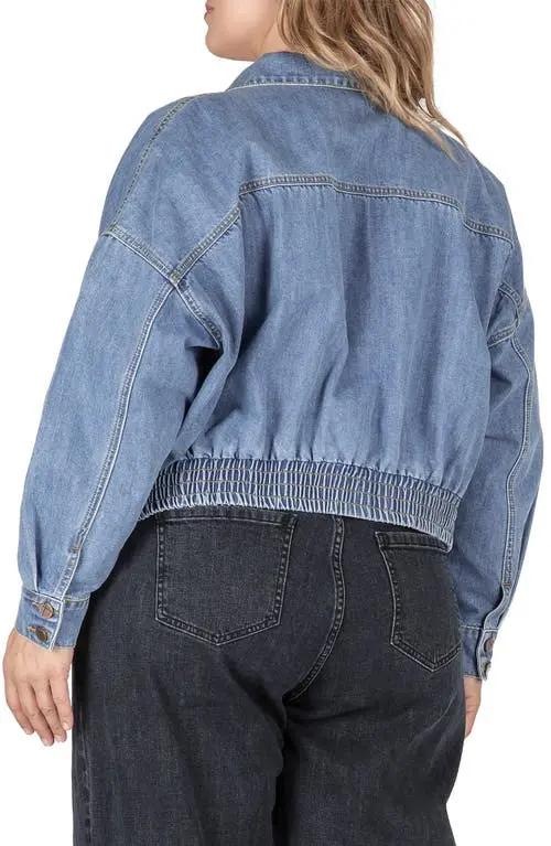STANDARDS & PRACTICES Smocked Hem Denim Jacket