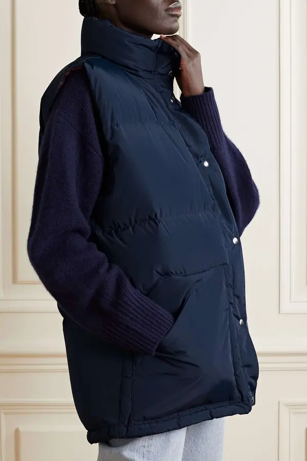 Tory Burch Oversized Leather-trimmed Quilted Shell Down Vest