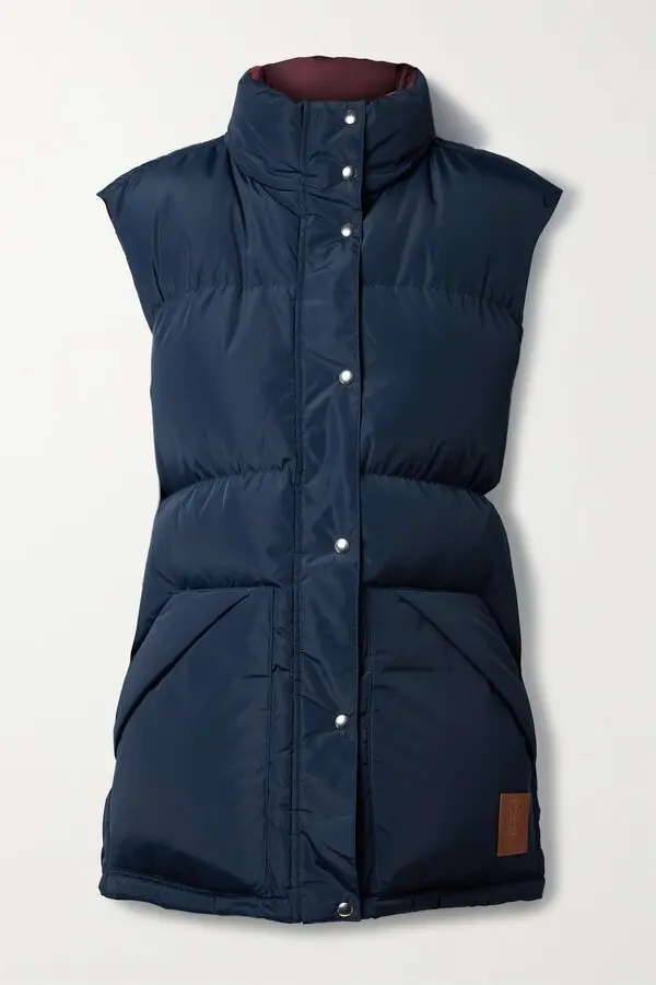 Tory Burch Oversized Leather-trimmed Quilted Shell Down Vest