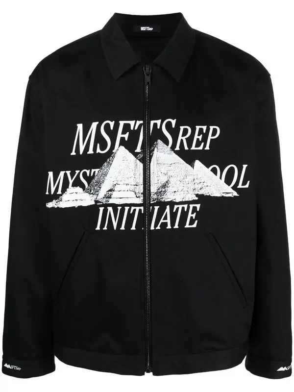 MSFTS Logo-print Long-sleeve Shirt Jacket - Black