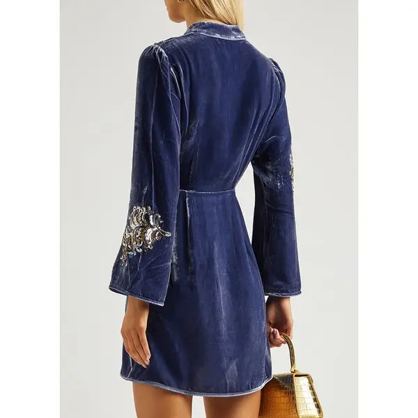 martha may blue dress Long Sleeves Navy Blue Velvet Dress Navy Blue / US 10