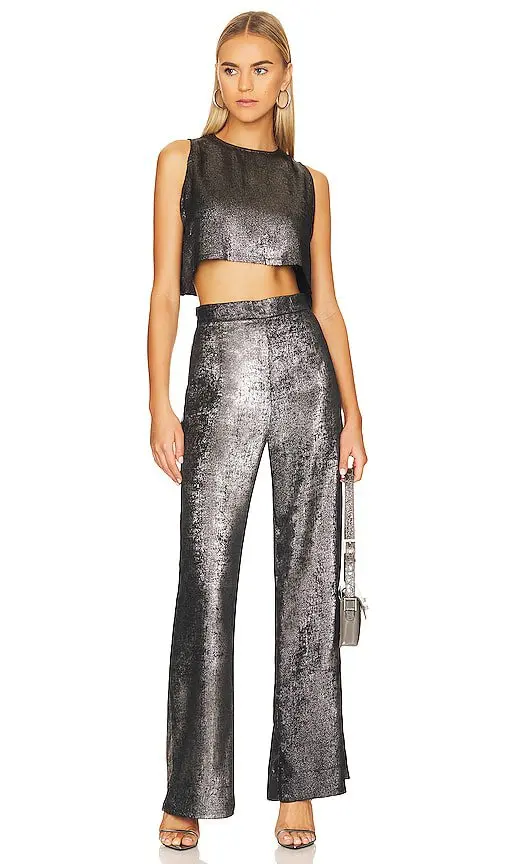 NONCHALANT LABEL Cleo Crop Top In Metallic