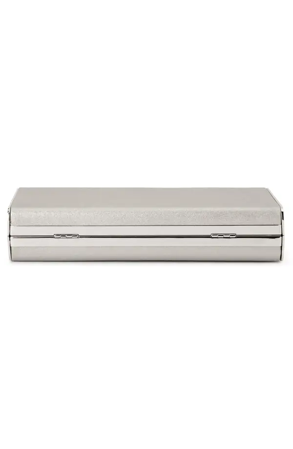 OLGA BERG Metallic Box Clutch With Chain Strap - Silver