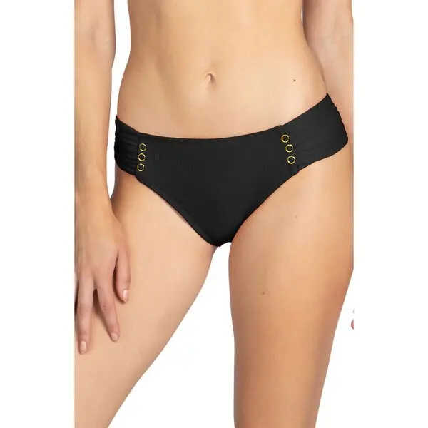 Robin Piccone Amy Side Tab Bikini Bottom - Licorice