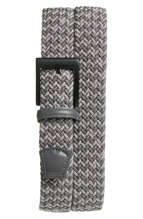 Torino Braided Chevron Stretch Belt - Grey Multi