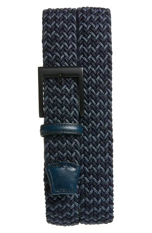 Torino Braided Chevron Stretch Belt - Navy Multi