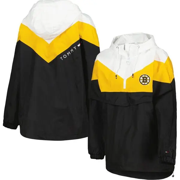 Tommy Hilfiger Gold Boston Bruins Staci Half-zip Windbreaker Jacket