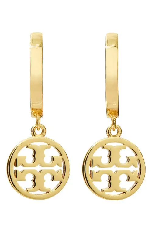 Tory Burch Icon Huggie Hoop Earrings - Tory Gold