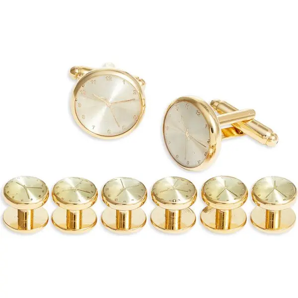 CLIFTON WILSON Clock Cuff Link & Stud Set - Gold