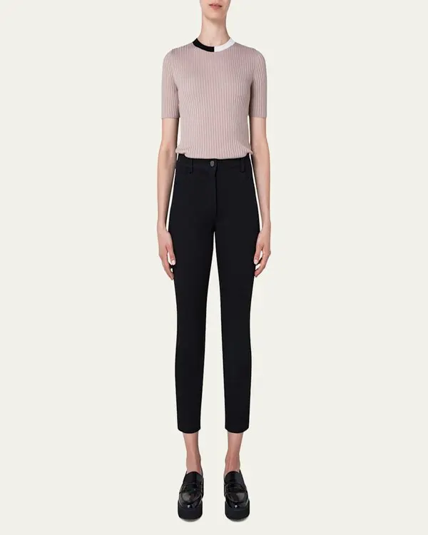 Akris Maru Slim-leg Ankle Denim Pants - Black