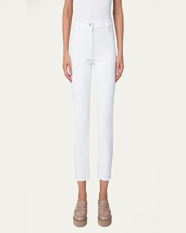 Akris Maru Slim-leg Ankle Stretch Denim Pants - Cream