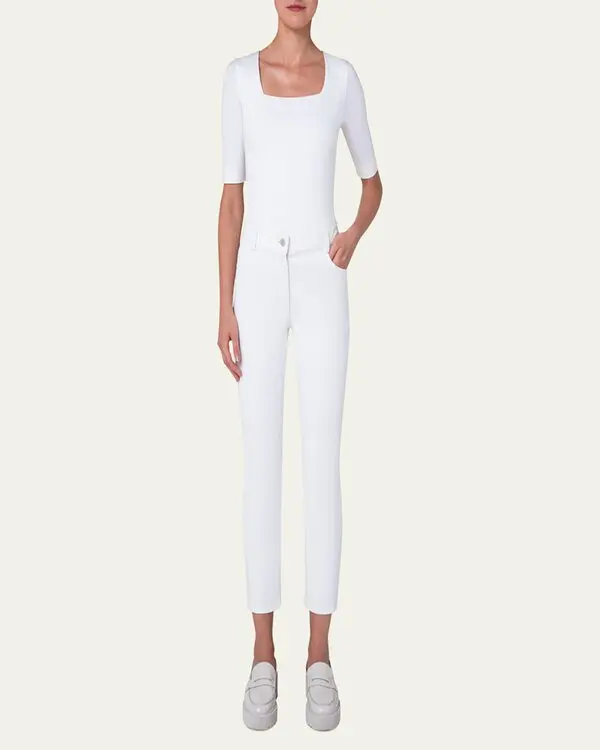 Akris Maru Slim-leg Ankle Stretch Denim Pants - Cream