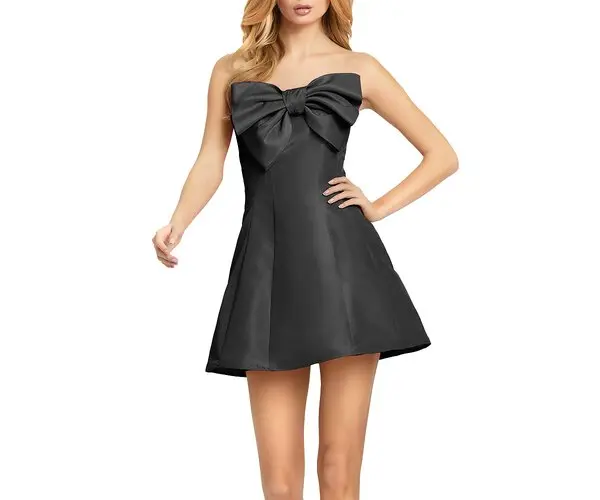 Mac Duggal Strapless Mini Dress With Bow - Black