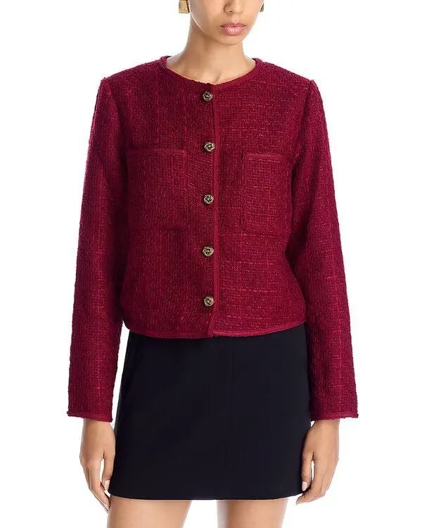 Aqua Tweed Jacket - Dark Cherry