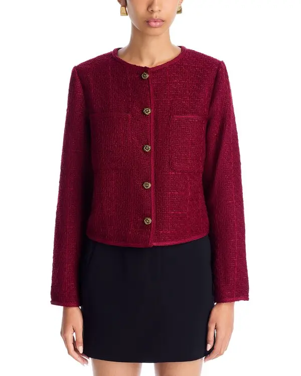 Aqua Tweed Jacket - Dark Cherry