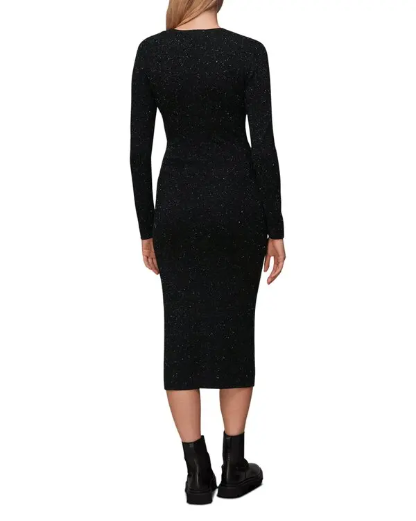 Whistles Annie Sparkle Knit Sweater Dress - Black