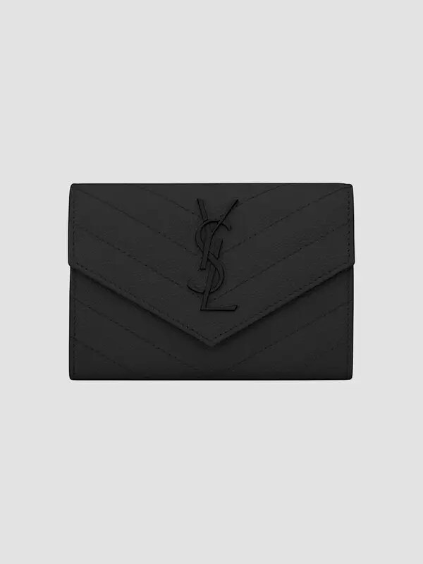 Saint Laurent Cassandre Matelass Envelope Wallet - Nero