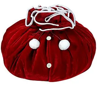 HAUTE DECOR 80' Santa Bag Tree Skirt, Double-si Ed Velvet - One-color