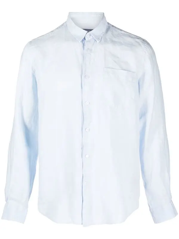 Vilebrequin Caroubis Long-sleeved Linen Shirt - Blue