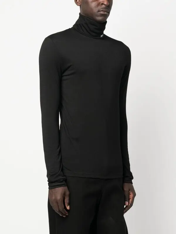 JIL SANDER Logo-print Roll-neck Jumper - Black