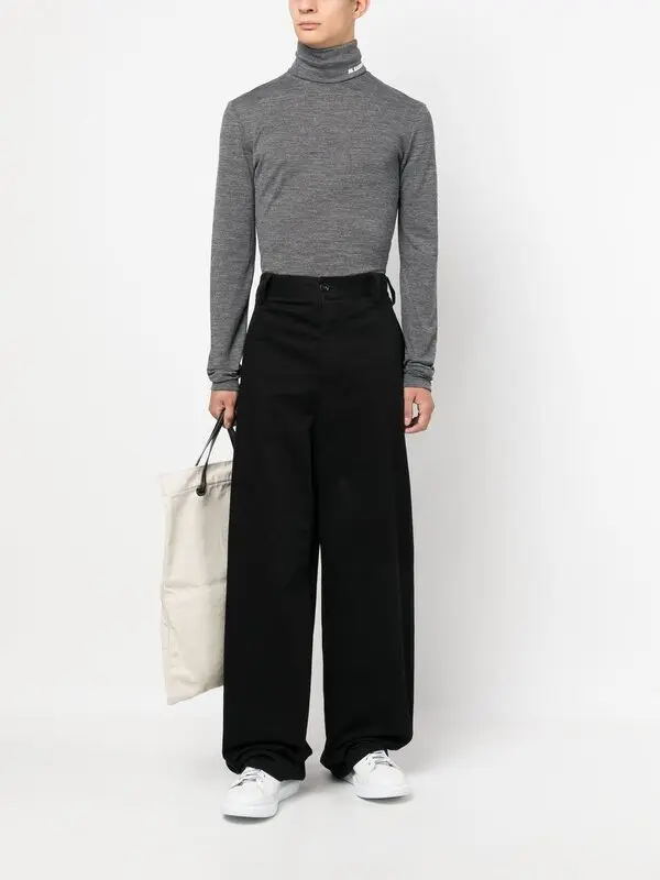 JIL SANDER Logo-print Roll-neck Jumper - Grey