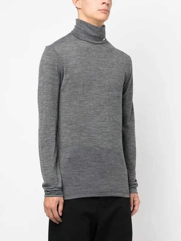 JIL SANDER Logo-print Roll-neck Jumper - Grey
