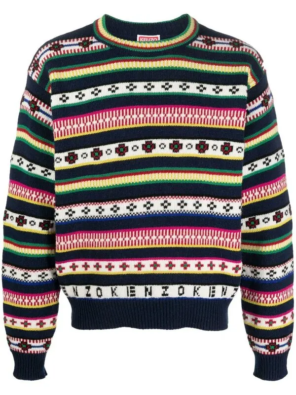 Kenzo Striped Wool-cotton Blend Jumper