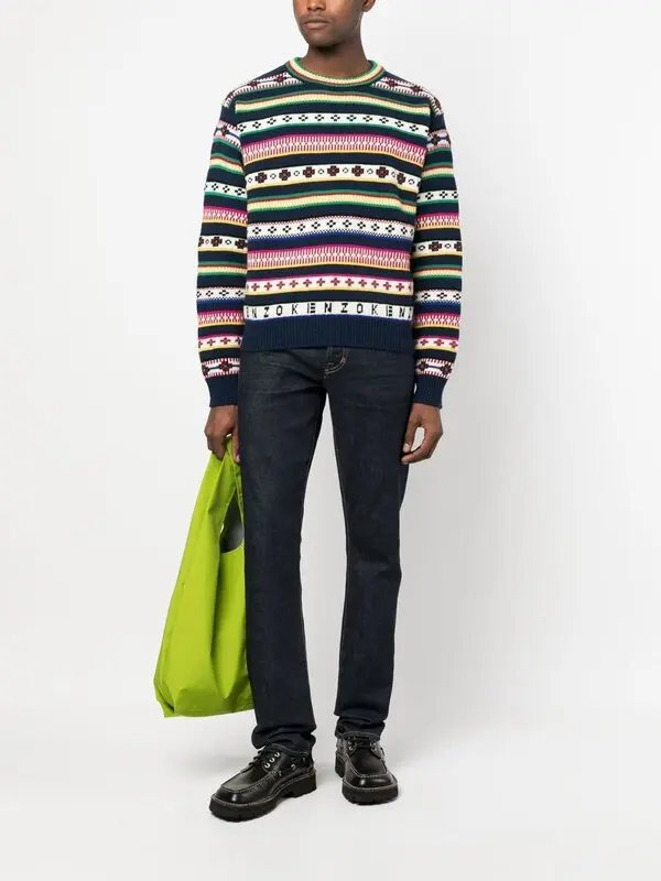 Kenzo Striped Wool-cotton Blend Jumper