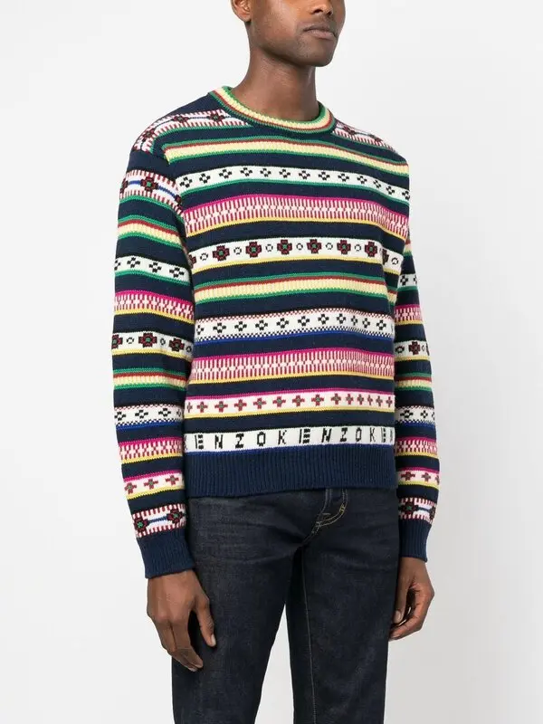 Kenzo Striped Wool-cotton Blend Jumper
