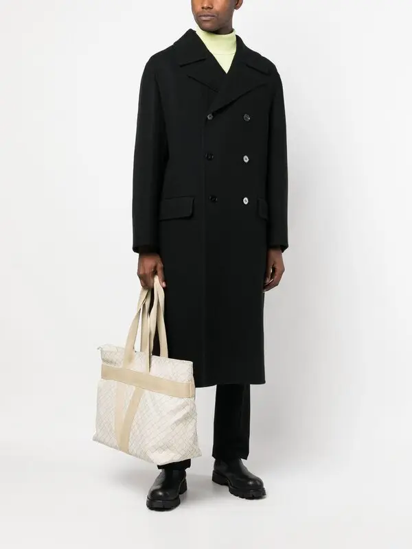 JIL SANDER Double-breasted Virgin Wool Coat - Black