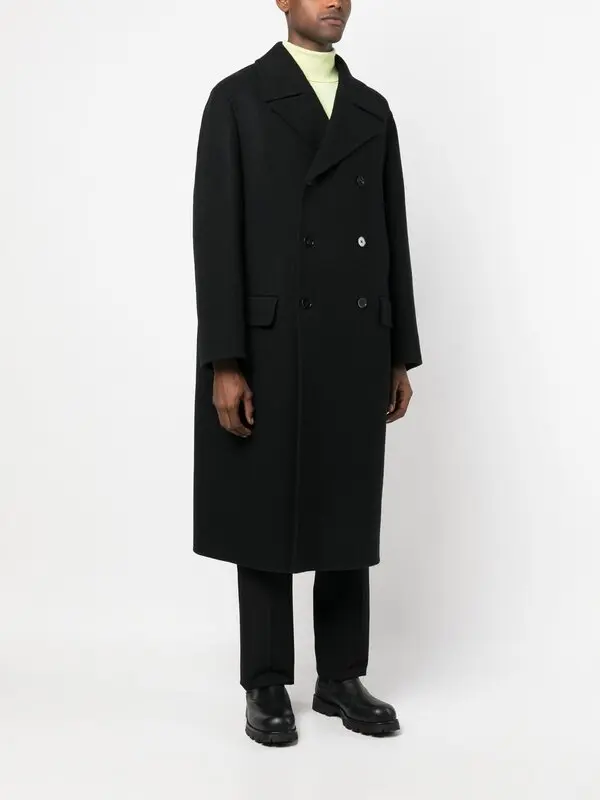 JIL SANDER Double-breasted Virgin Wool Coat - Black