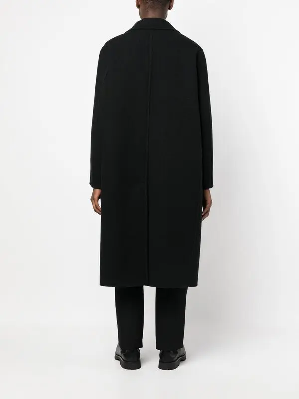 JIL SANDER Double-breasted Virgin Wool Coat - Black